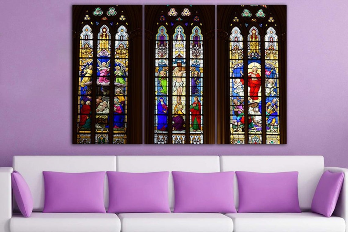 Chartres Religious Print Cathedral Canvas Stained Glass Art - Etsy