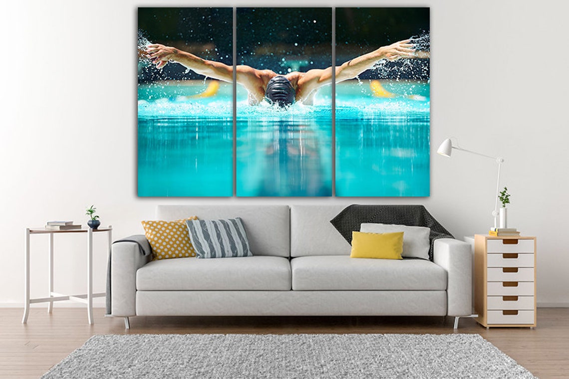 Swimming Canvas Swimming Print Sport Decor Swimmer Print - Etsy
