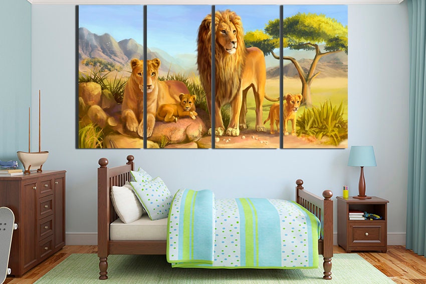 Lion Canvas Lion Print Lion Wall Art Nursery Decor Kid Wall - Etsy
