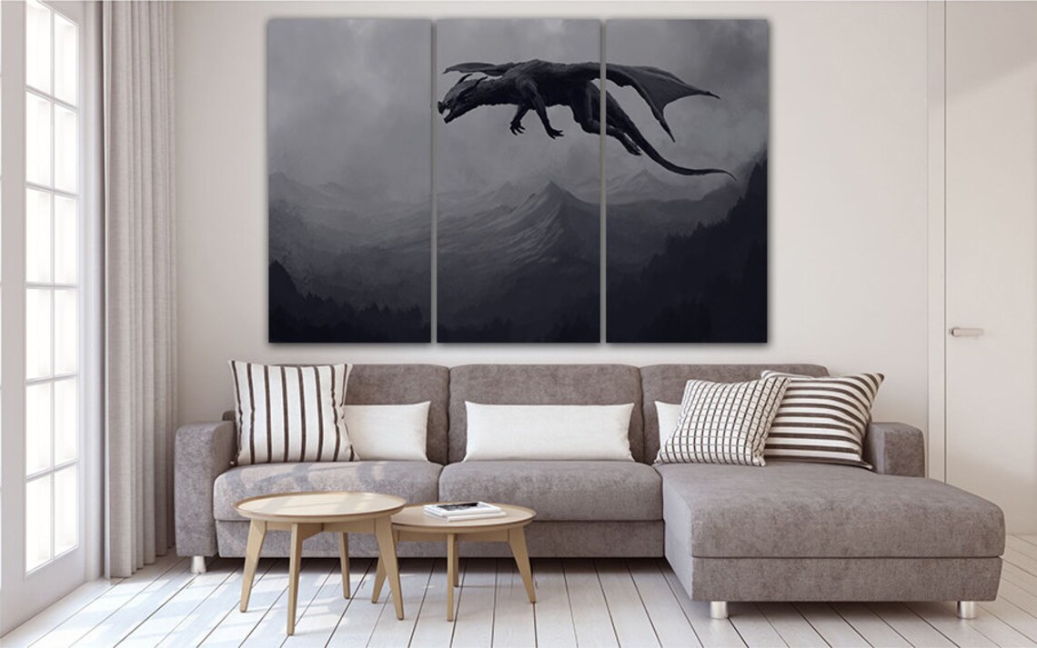 Dragon Print Dragon Canvas Dragon Poster Nursery Decor Dragon - Etsy