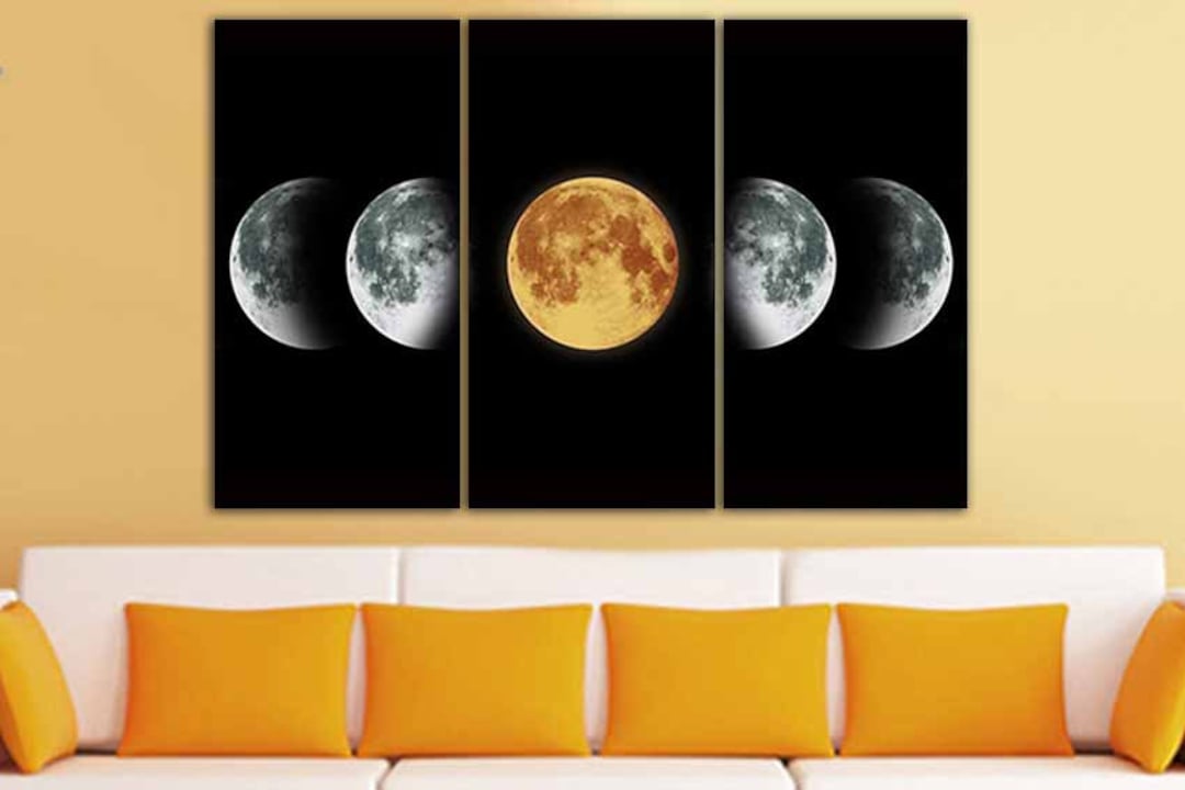 Print on Canvas Moon Phase Art Moon Wall Hanging Phases Art Print Space ...