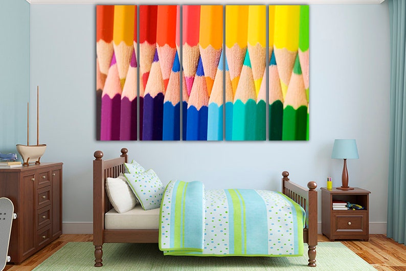 Pencil Canvas Color Pencil Decor Pencil Wall Art Rainbow | Etsy