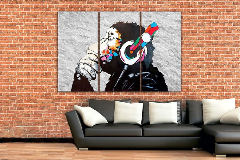 Monkey Canvas Set Gallery Canvas Art Artist Wall Print Street - Etsy