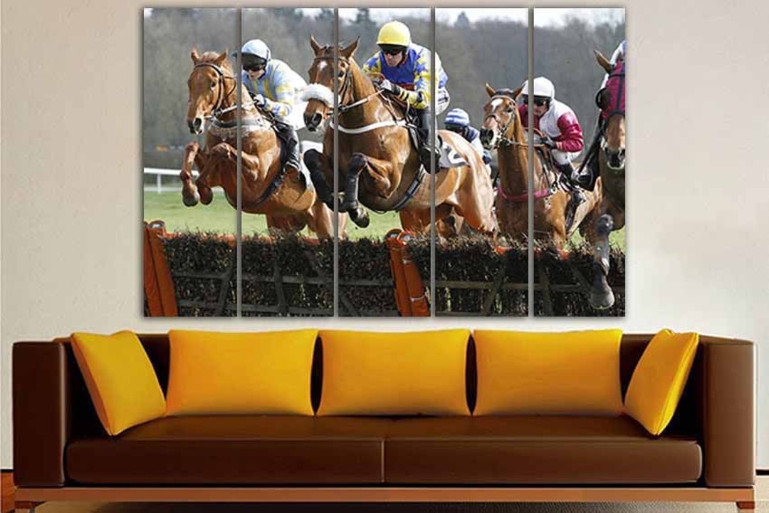 Horse Racing Horse Jump Large Canvas Art Sport Décor Equestrian Photo ...