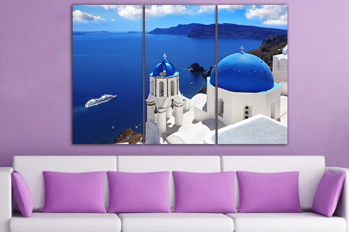 Wall Art Canvas Santorini Print Greece Canvas Greece Print | Etsy