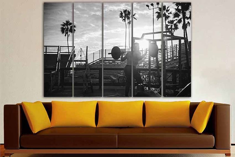 Barbell Print on canvas Crossfit wall art Sport décor Barbell | Etsy