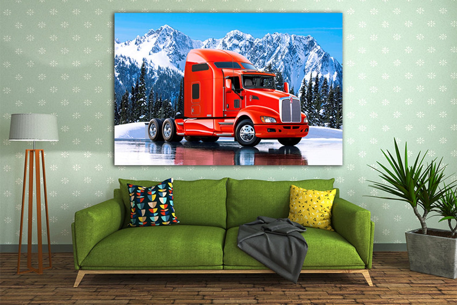 Print on canvas Truck canvas Kenworth Truck décor Truck print | Etsy