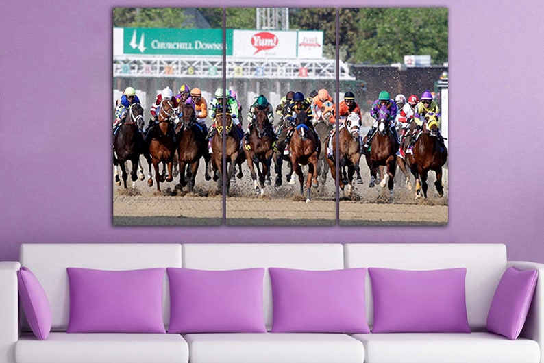 Horse Racing Large Canvas Set Sport Décor Equestrian Wall Art - Etsy