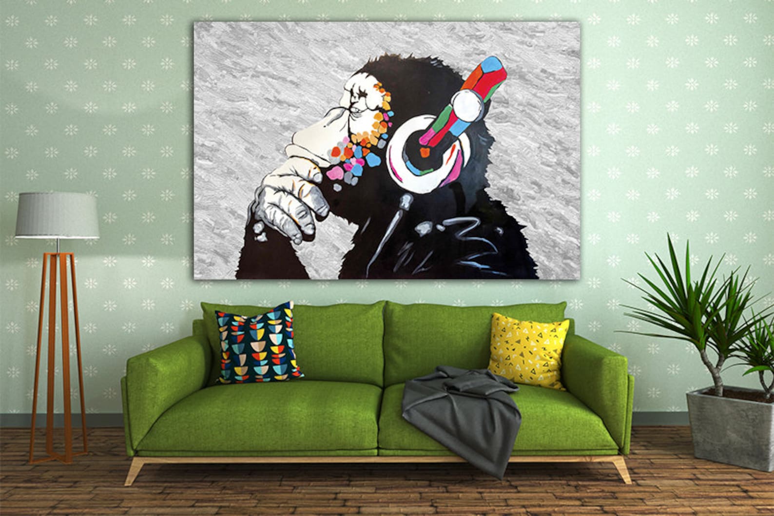 Monkey Canvas Set Gallery Canvas Art Artist Wall Print Street - Etsy