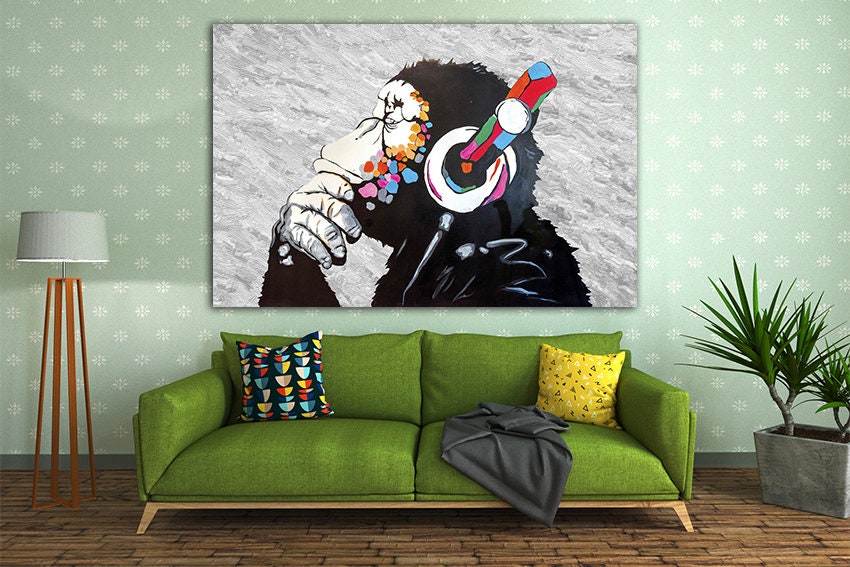 Monkey Canvas Set Gallery Canvas Art Artist Wall Print Street | Etsy