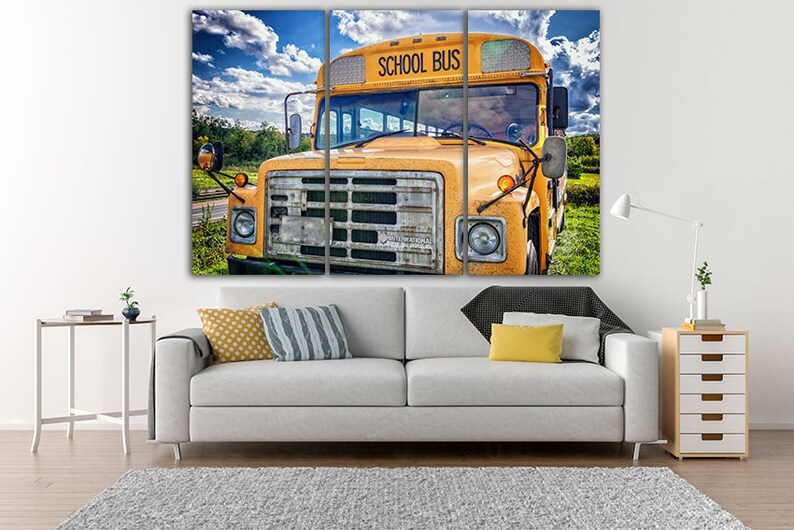 Wall Art Canvas School Bus Print School Bus Decor Bus Wall Art | Etsy