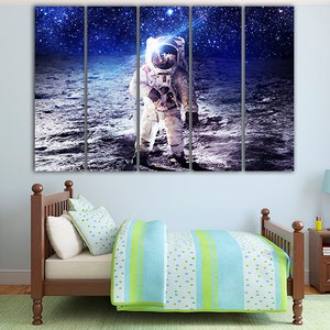 Man on Moon Art Wall Art Canvas Space Decor Spaceman Canvas Astronaut ...