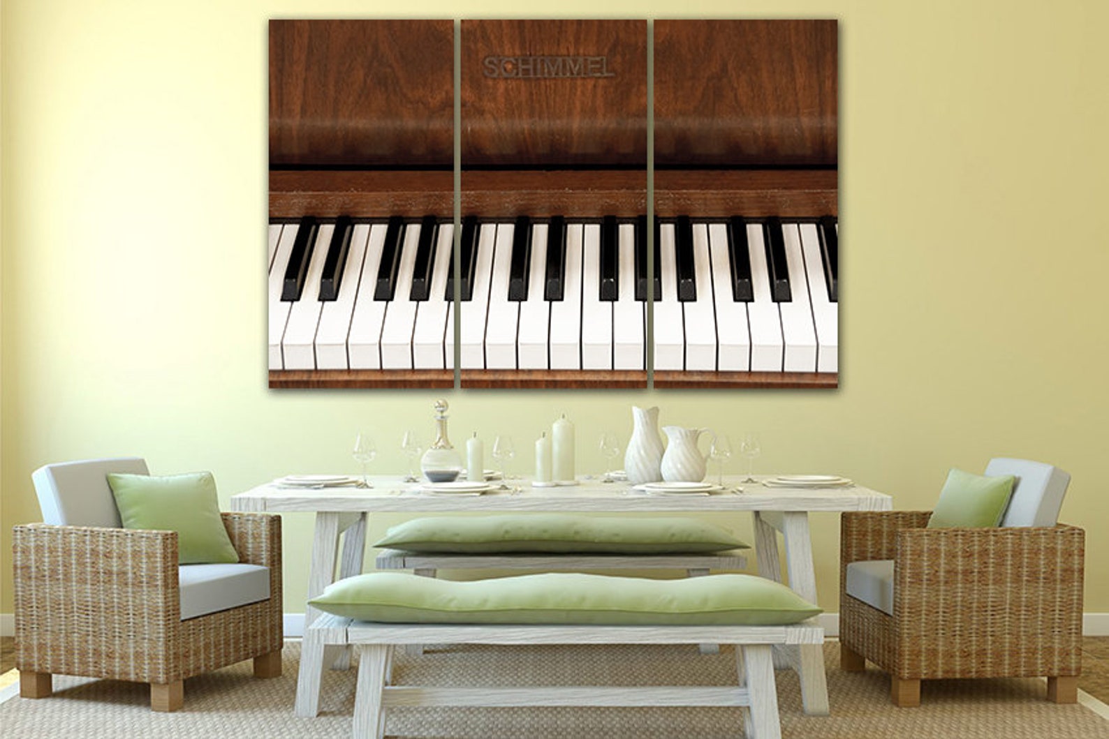 Piano Canvas Piano Wall Art Musical Note Piano Décor Large | Etsy