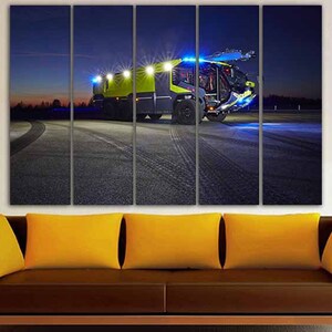 Large Canvas Set Fire Car Truck Fire Engine Truck Wall Art Mechanism ...