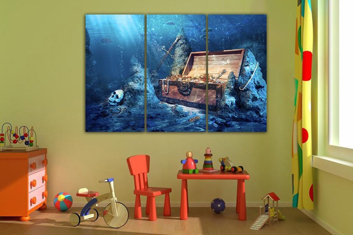 Treasure Chest Ocean Treasure Print Treasure Canvas Nursery | Etsy