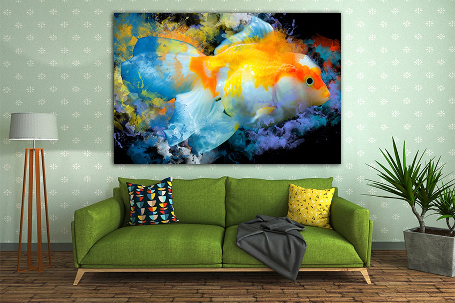 Fish Canvas Set Goldfish Watercolor Fish Painting Print Underwater ...