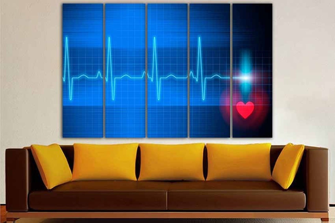 Cardiogram Heart Wall Art Canvas Science Decor Pulse Medical Anatomy ...