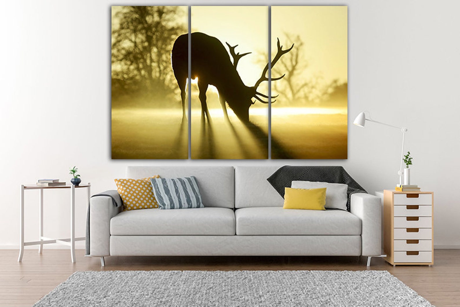 Stag canvas Deer Sunset Silhouette Stag print Stag Animal | Etsy