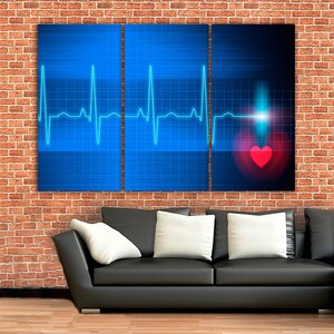 Cardiogram Heart Wall Art Canvas Science Decor Pulse Medical Anatomy ...