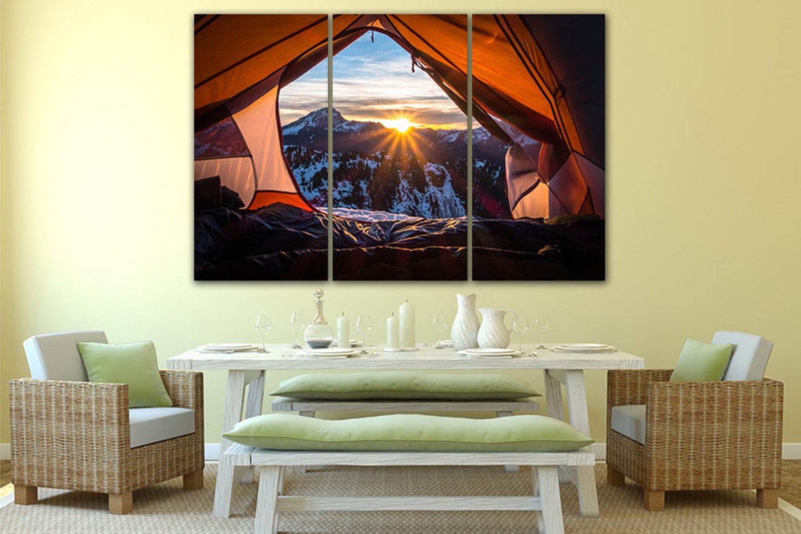 Camping Canvas Camping Wall Art Mountains Home Art Sunrise | Etsy