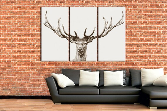 Modern Art Canvas Deer Wall Art Animal Print Forest Animal | Etsy