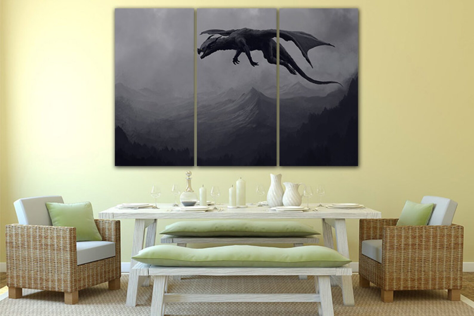 Dragon Print Dragon Canvas Dragon Poster Nursery Decor Dragon - Etsy