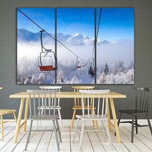 Mountain Lift Ski Resort Art Ski Resort Décor Large Canvas Set ...