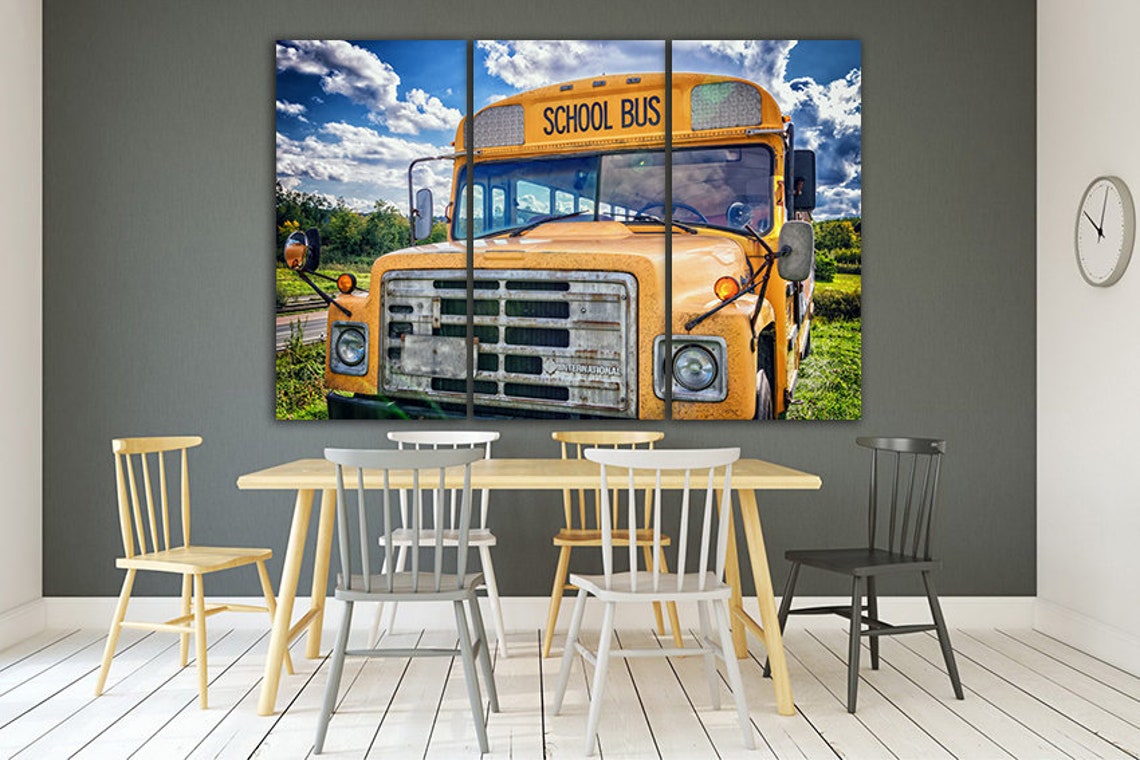 Wall Art Canvas School Bus Print School Bus Decor Bus Wall Art | Etsy