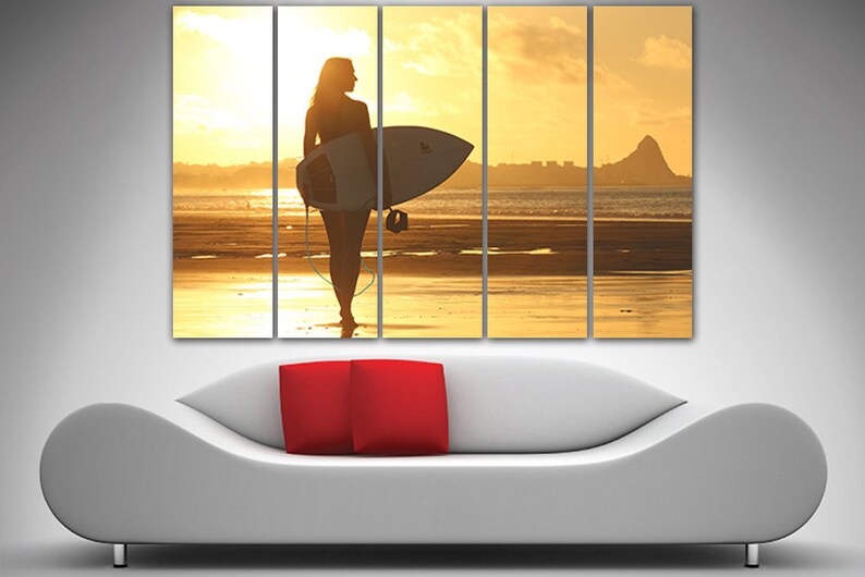 Surfer Girl Surfing Canvas Surfboard Print Surfing Décor Beach - Etsy