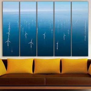 Panel Wall Art Wind Turbine Engine Canvas Wind Turbine Decor Mechanism ...