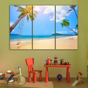 Ocean Canvas Beach Wall Art Beach Photo Palm Trees Print Trees Poster ...