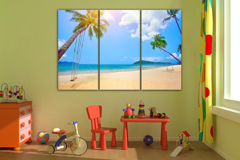 Ocean Canvas Beach Wall Art Beach Photo Palm Trees Print Trees - Etsy