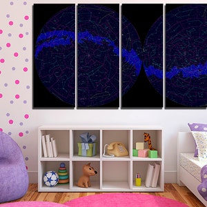 Star Map Constellation Map Print on Canvas Zodiac Map World Map Décor ...
