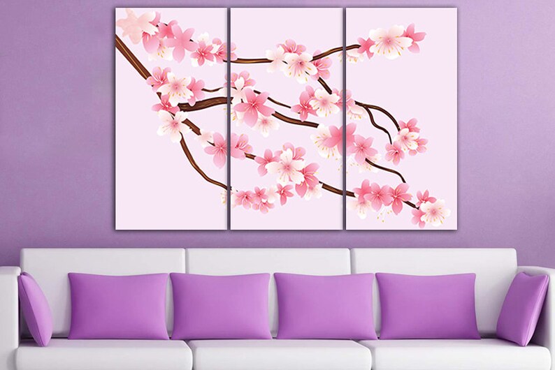 Sakura Canvas Flower Wall Decor Cherry Blossom Art Floral - Etsy