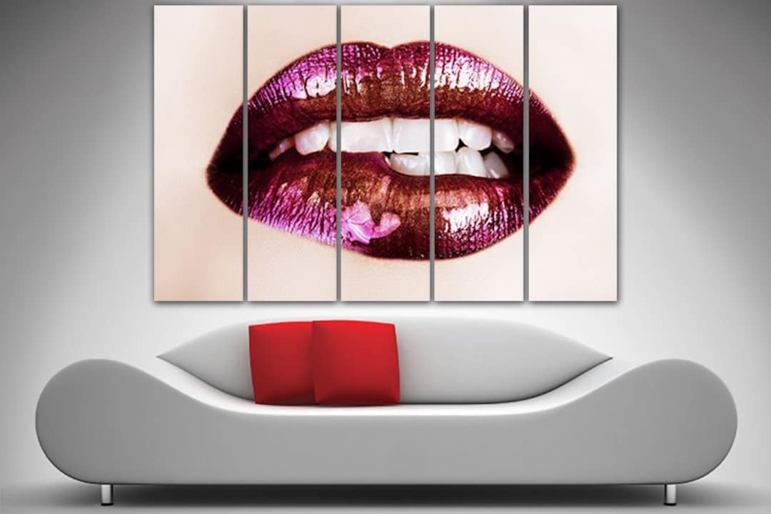 Lips Canvas Large Canvas Set Lips Wall Decor Lips Print Red Lips Wall ...