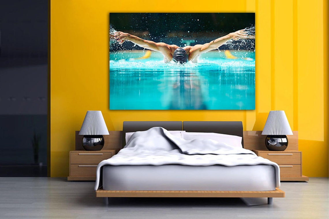 Swimming Canvas Swimming Print Sport Decor Swimmer Print | Etsy