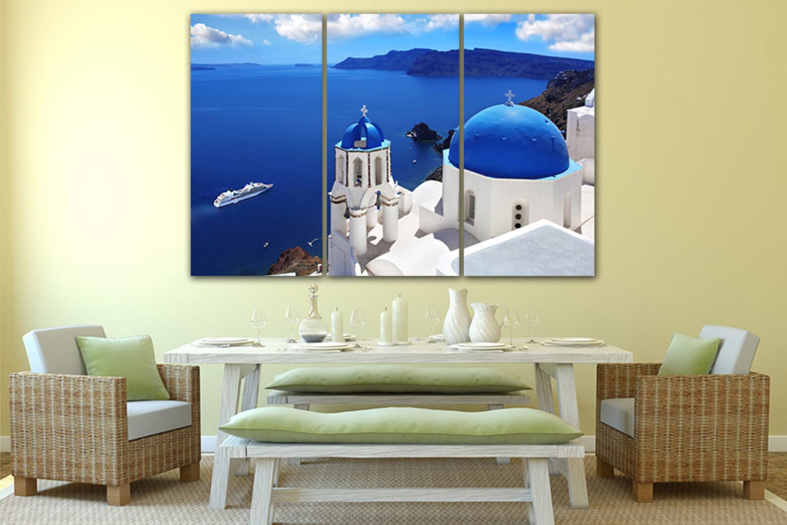 Wall Art Canvas Santorini Print Greece Canvas Greece Print | Etsy