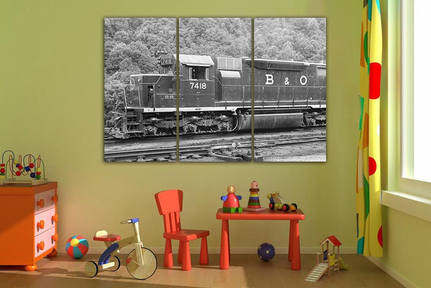 Wall art canvas Baltimore Ohio Train wall art Mechanism decor | Etsy