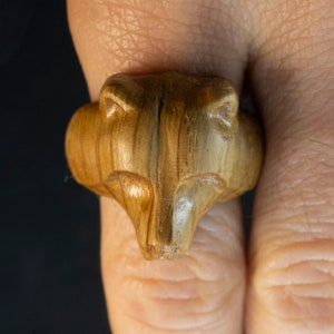 Handmade Jewelry Wooden Bear Head Ring, Animals Jewellery, Wooden Ring ...