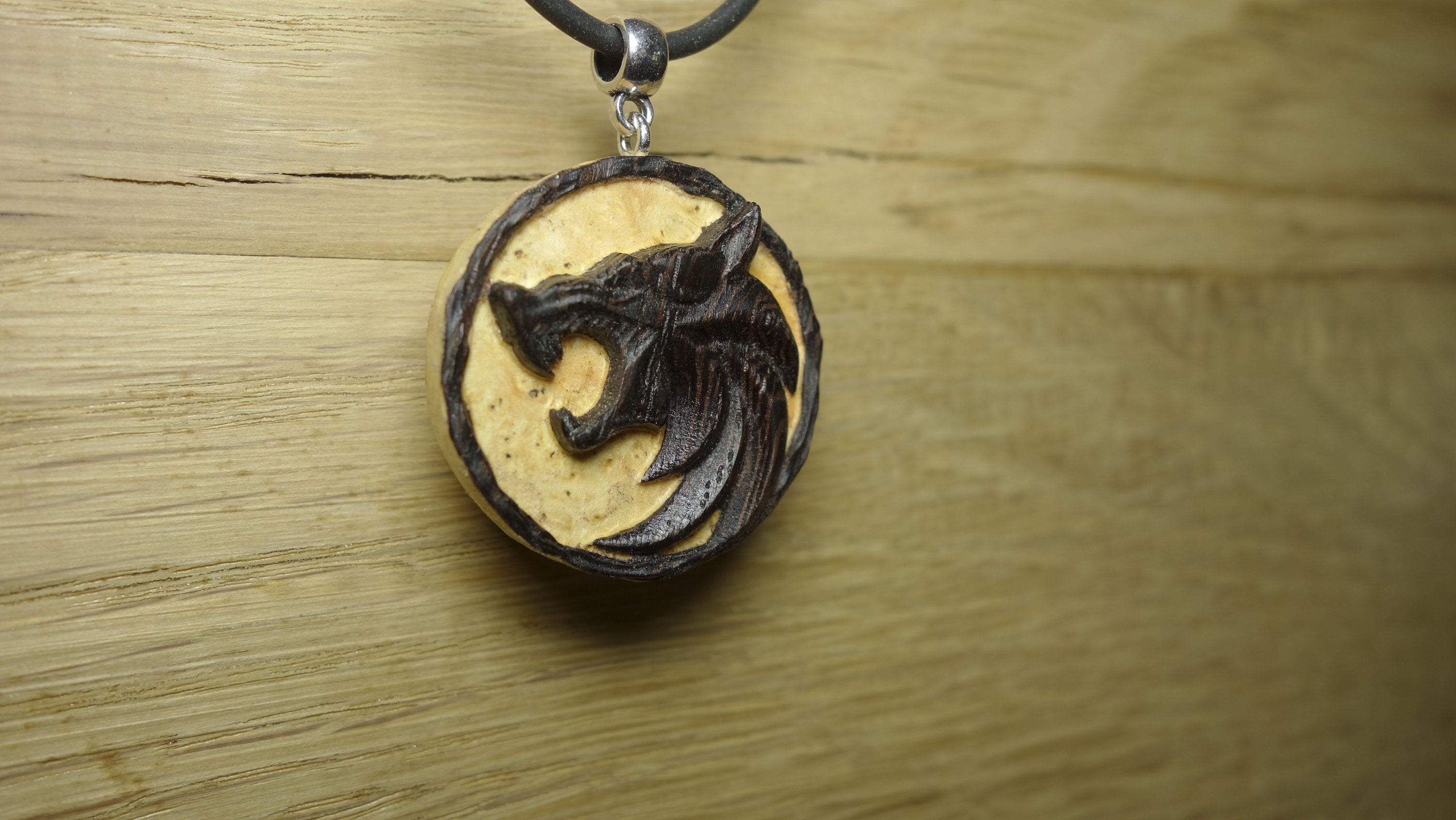 Wooden Witcher Medallion Wolf Pendant Cosplay Necklace Amulet | Etsy