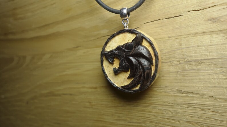 Wooden Witcher Medallion Wolf Pendant Cosplay Necklace Amulet - Etsy
