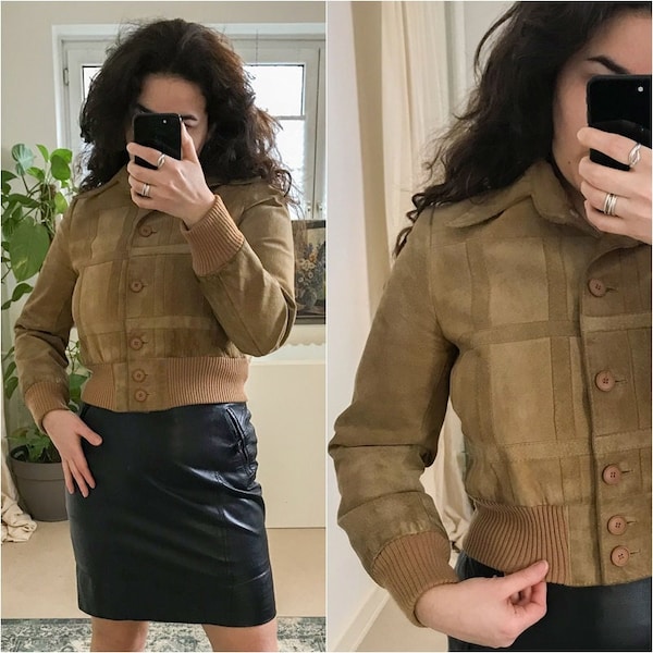 70s Collar Leather Jacket - Etsy