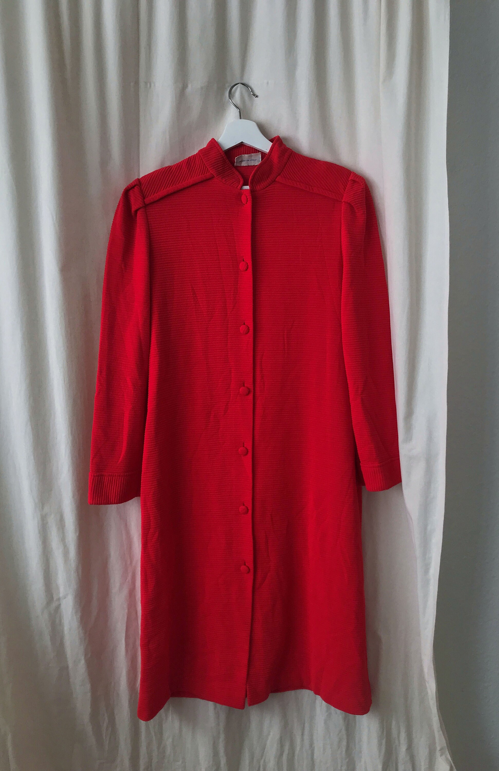 80s Vintage | Kentelle | Red Button Down Dress | With Pockets | Red ...