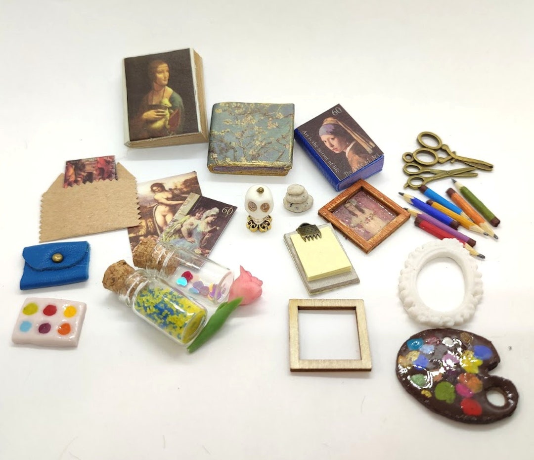 Miniature Drawing Kit for Dolls. Miniature Art Supplies 1:6 Scale. Tiny ...