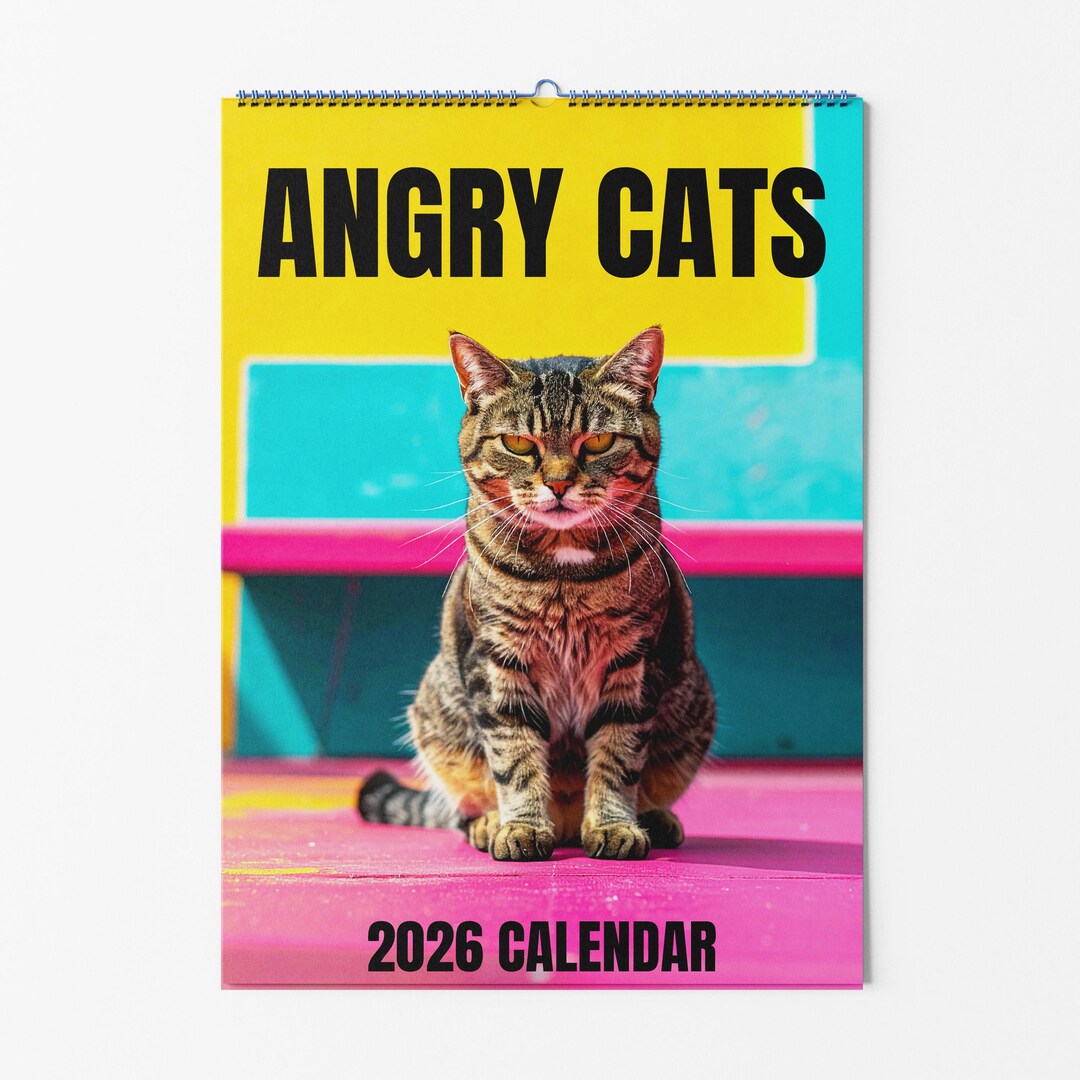 Angry Cats Calendar – A3 or A4 Wall Calendar – Choice of Sizes ...