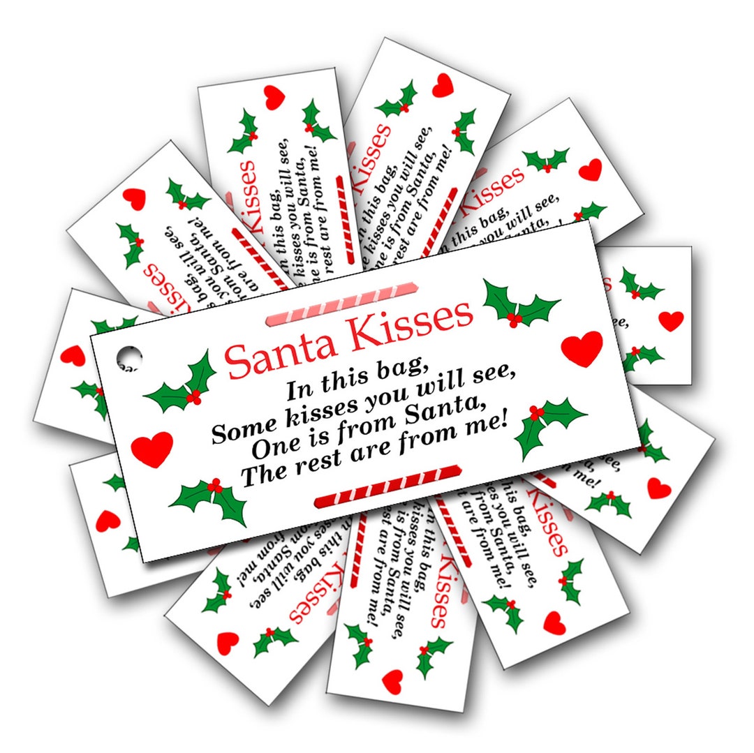 Santa Kisses Christmas Craft Tags Fun Crafting Activities - Etsy