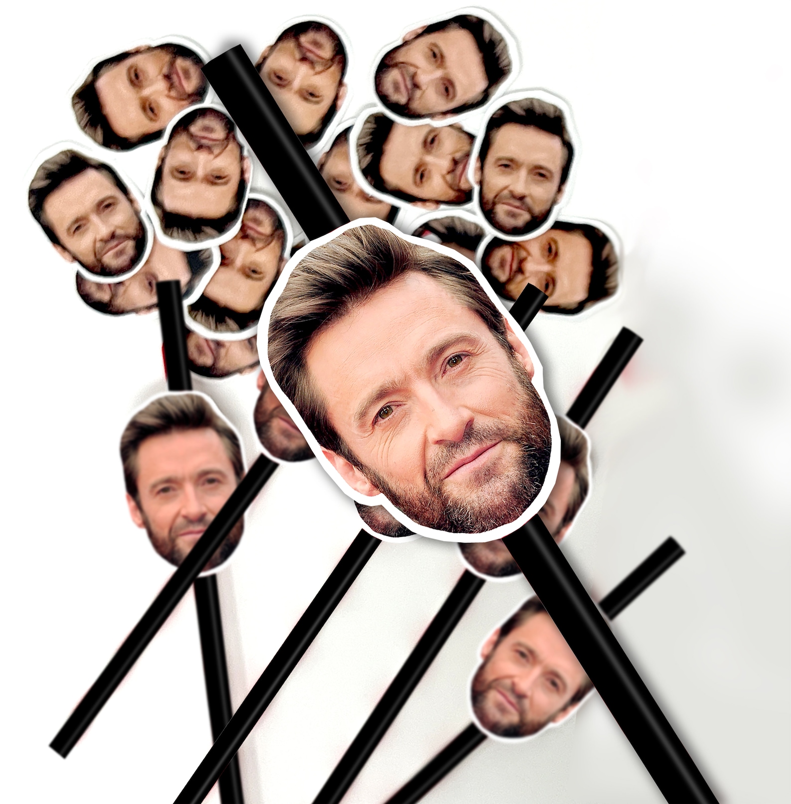 Personalised Face Straws Custom Cut-out Photos Faces, Complete With ...