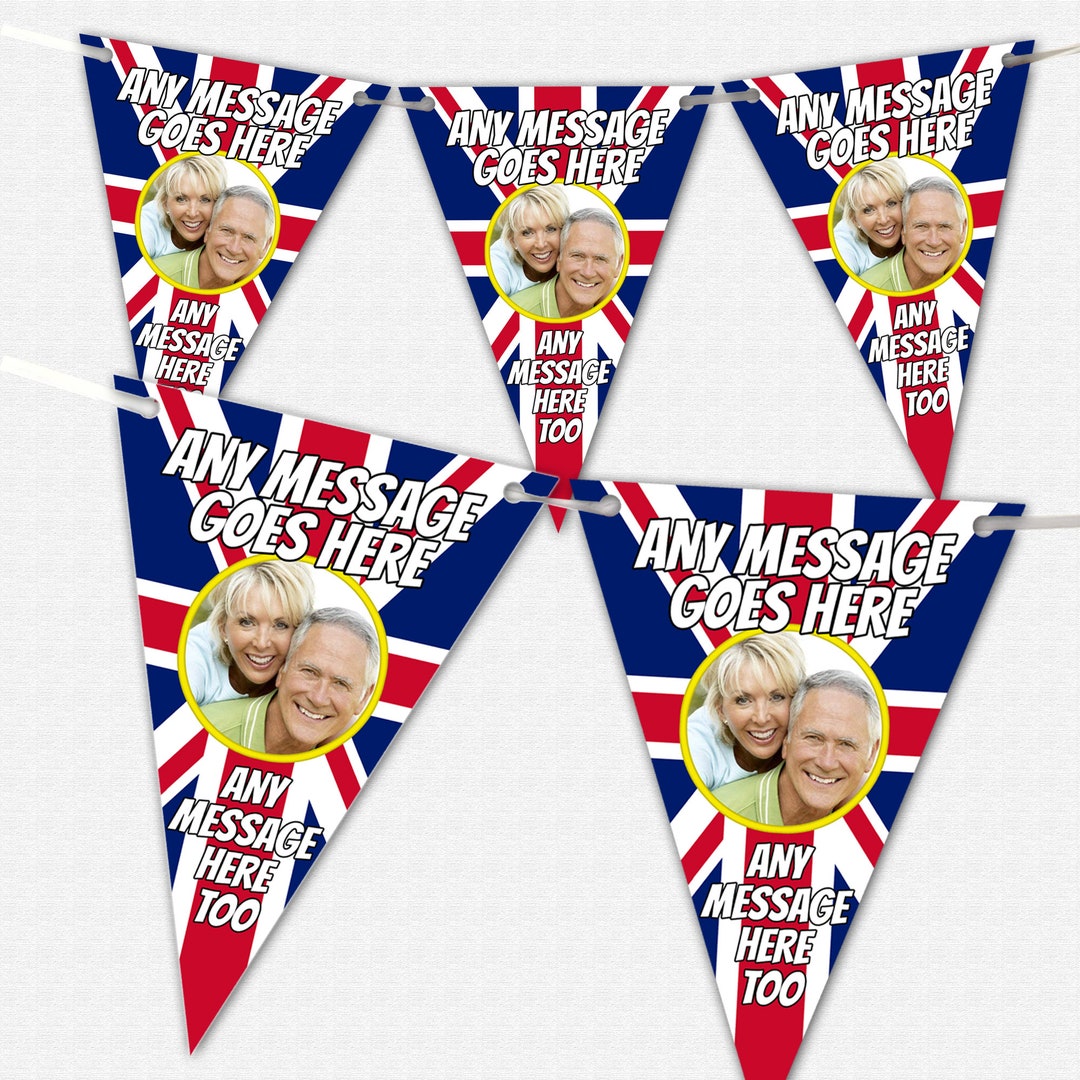 Personalised Union Jack Bunting With Photo and Text of Your Choice - 12 ...
