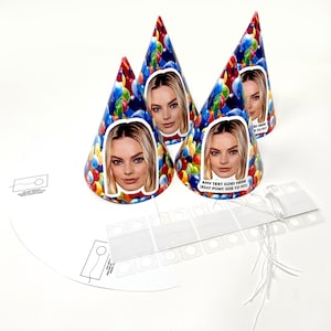 Personalised Party Hats With Face Photo & Text of Your Choice - Custom ...