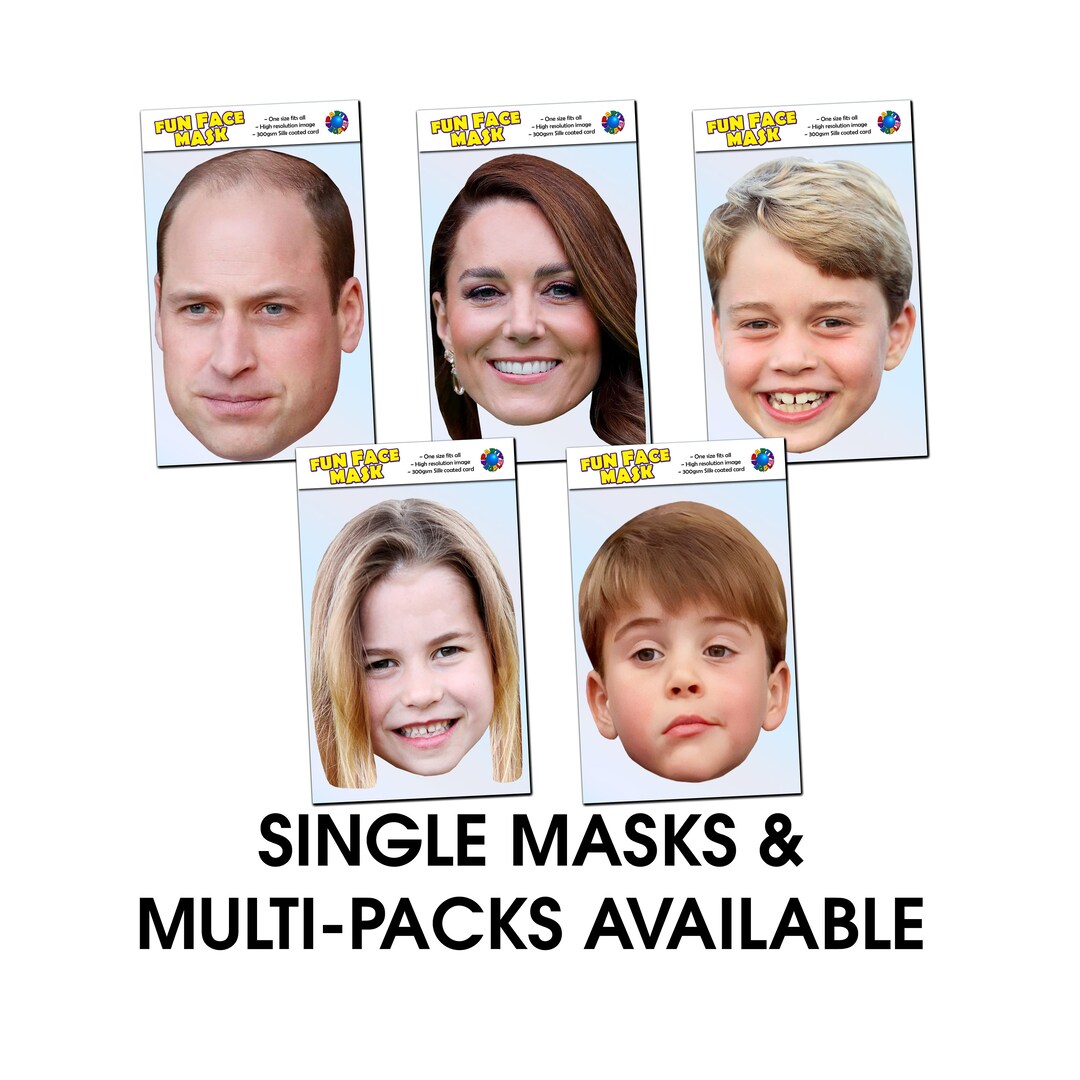 Royal Family Celebrity Face Masks - Single or Multipack - Ready to Wear ...